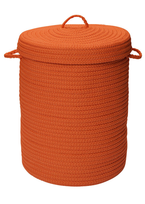 30" Orange Handmade Braided Hamper With Lid | Christmas Central