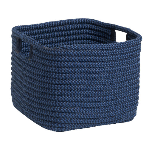 12" Navy Blue Industrial Rectangular Storage Basket | Christmas Central