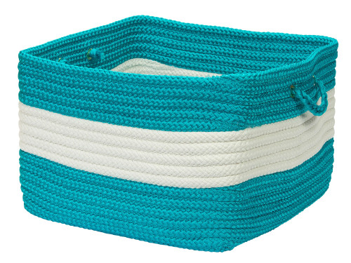 18" Turquoise Blue Coastal Square Braided Storage Basket | Christmas ...