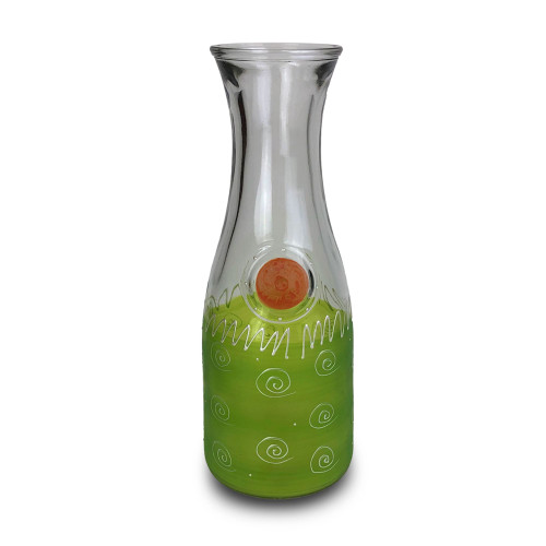 Green & Orange Contemporary Hand Painted Beverage Carafe 34 oz ...