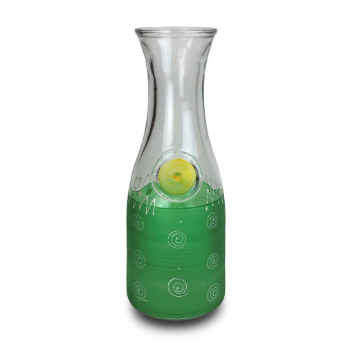 Green & White Contemporary Hand Painted Beverage Carafe 34 oz ...
