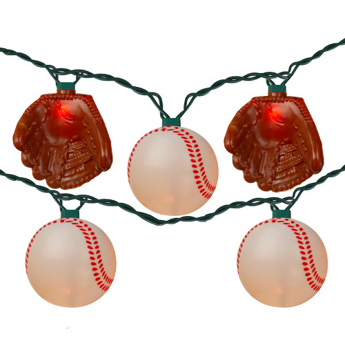 10-Count Baseball & Catcher Mitt Novelty Christmas Light Set - 9ft ...