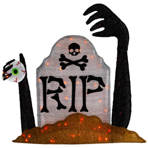 Lighted Tombstone Halloween Decoration - 31.5" - Black & Gray - Orange ...