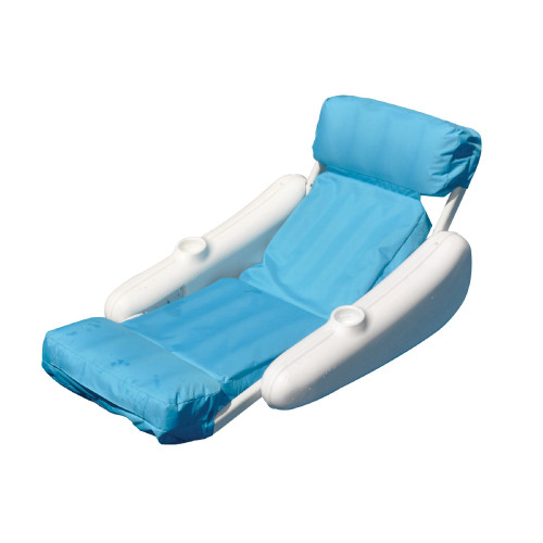 Inflatable Swimming Pool Floating Lounge Seat - 66" - Blue & White ...