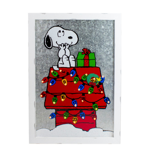 16" LED Snoopy Countdown to Christmas Calendar with Wreath Marker ...