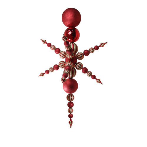 76" Red & Gold Shatterproof Radical 3D Snowflake Finial Christmas ...