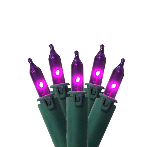 100-Count Purple Mini Christmas Light Set, 45.5ft Green Wire ...