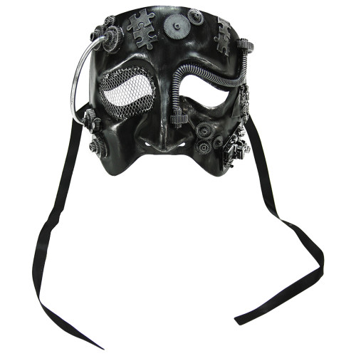 7" Distressed Black & Silver Industrial Cyborg Halloween Masquerade ...