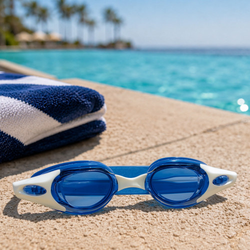 7" Blue & White Advanced Pro Goggles Swimming Pool Accessory for Adults ...