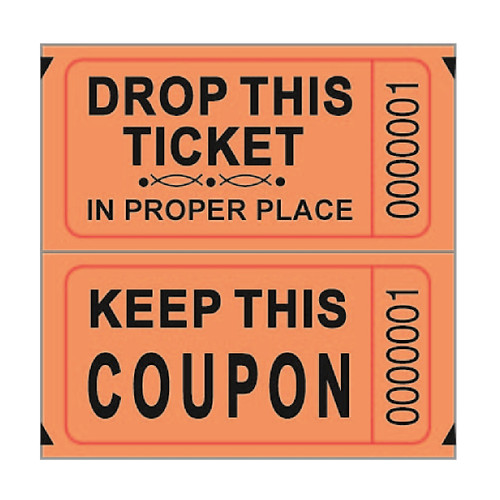 2” Orange Double Raffle Ticket Roll with Black Ink | Christmas Central