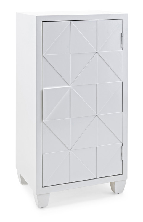 32.5" White Geometric Cutouts Patterned Rectangular Shaped Cabinet ...