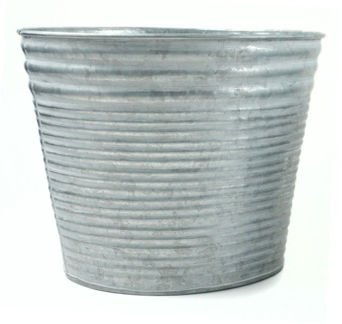 8.75" Galvanized Finish Cylindrical Container | Christmas Central