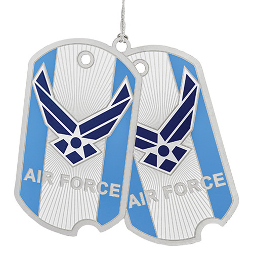 3” Blue & Silver US Air Force Dog Tags Christmas Ornament | Christmas ...