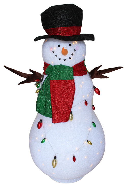 60" Green & Red Lighted Musical Christmas Snowman Inflatable ...
