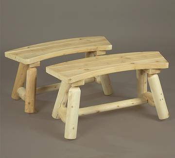 Set of 2 Outdoor Dining Natural Cedar Log Style Curved Benches 36 ...