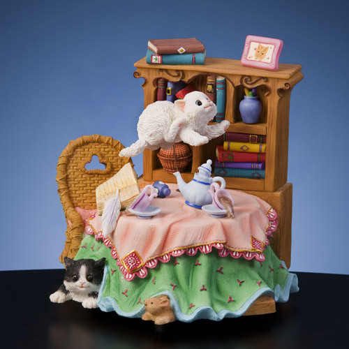 6.25" Animated Cat Jumping Over Table Musical "My Favorite Things ...