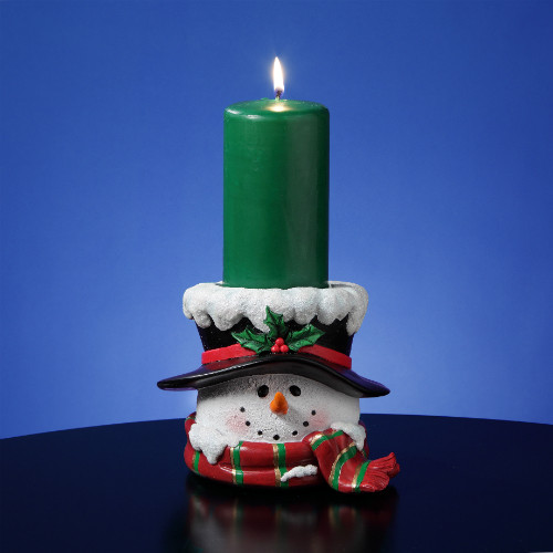 6" Decorative Musical Snowman Pillar Candle Holder | Christmas Central