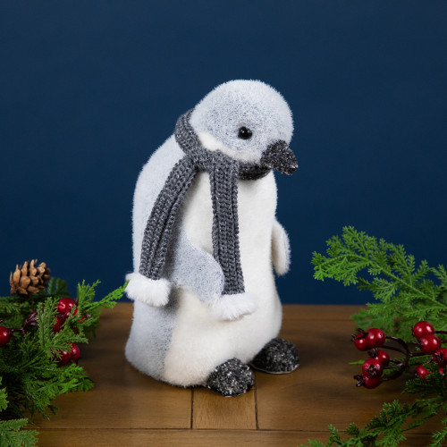 Forward Facing Standing Penguin Christmas Figurine - 7.5" - Gray ...