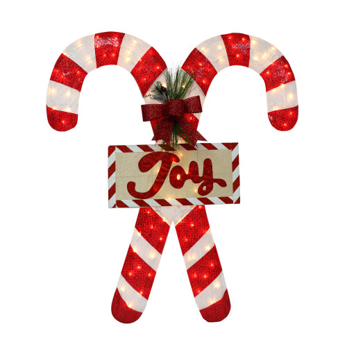 Lighted "Joy" Candy Cane Christmas Outdoor Yard Decoration - 52 ...