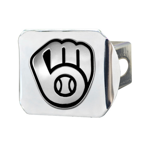 MLB Milwaukee Brewers Automobile Hitch Cover - 4” - Silver & Black ...
