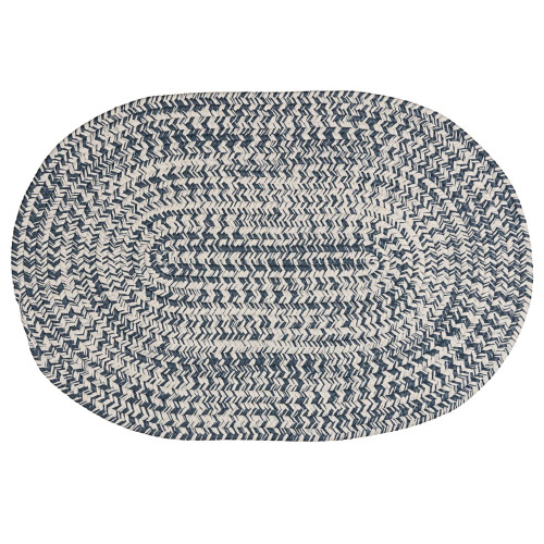 Handcrafted Tweed Reversible Oval Door Mat - 26" x 40" - Blue & White ...