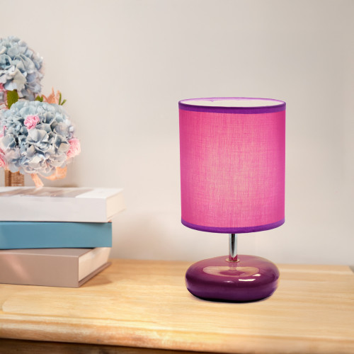 Traditional Mini Round Rock Table Lamp with Drum Shade - 10.25 ...