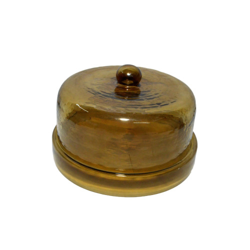Round Recycled Glass Cake Display Serving Board - 11.5" - Olive Green ...