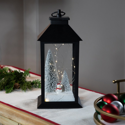 LED Lighted Snowman Winter Scene Christmas Lantern - 11" | Christmas ...