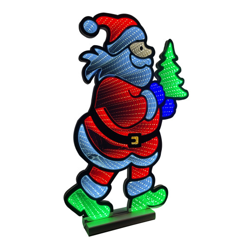 LED Lighted 3D Running Santa Christmas Infinity Mirror - 24 ...