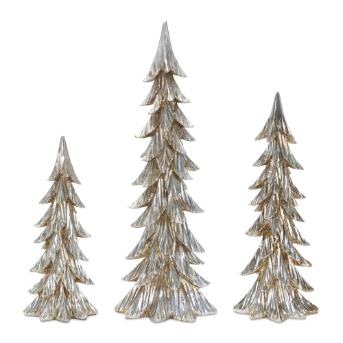 Set of 3 Silver Christmas Trees Tabletop Decor 2.25' | Christmas Central