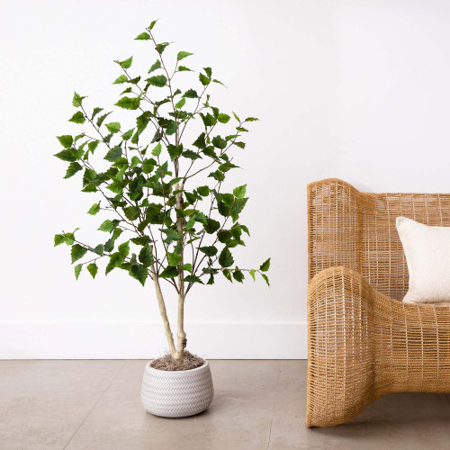 Potted Artificial Birch Tree - 4' - Green | Christmas Central