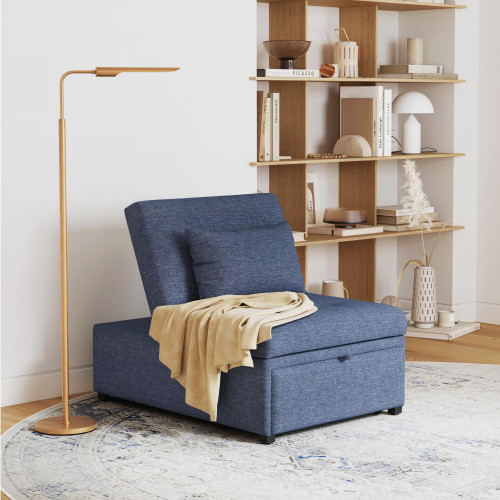 Armless Convertible Sofa Bed Chair - 75.5" - Blue | Christmas Central