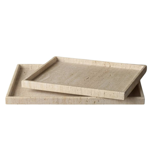 Large Travertine Stone Rectangular Serving Tray - 11.75" - Cream ...