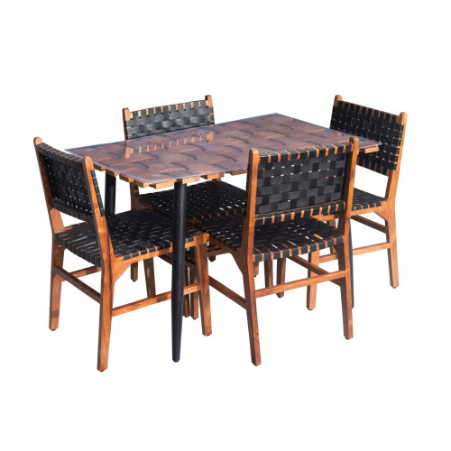 Weave Dining Table with Iron Base - 48" - Golden Brown & Black ...