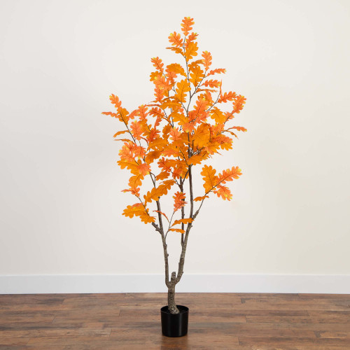 Oak Artificial Potted Tree - 6' - Orange | Christmas Central