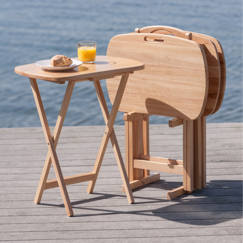 Oblong Folding Snack Tables with Rack - 31.5" - Beige - 5pc | Christmas ...