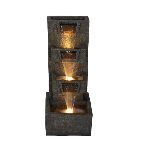 LED Lighted Multi Level Cascade Outdoor Garden Water Fountain- 34 ...