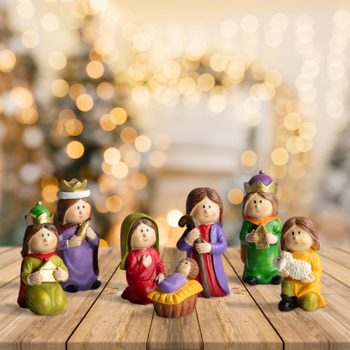 7-Piece Mini Children's Nativity Christmas Set - 4" - Multicolor ...