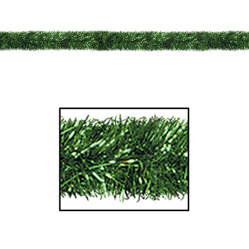 Festive Shiny Gleam N Tinsel Christmas Garland - 100' x 4" - Green ...