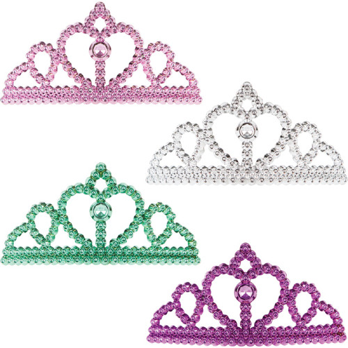 Club Pack of 24 Silver Blue Plastic Party Tiara Hair Comb Headband ...
