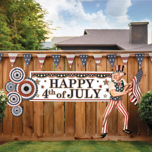 Club Pack of 12 Red & blue Patriotic Themed Jointed Uncle Sam Party ...