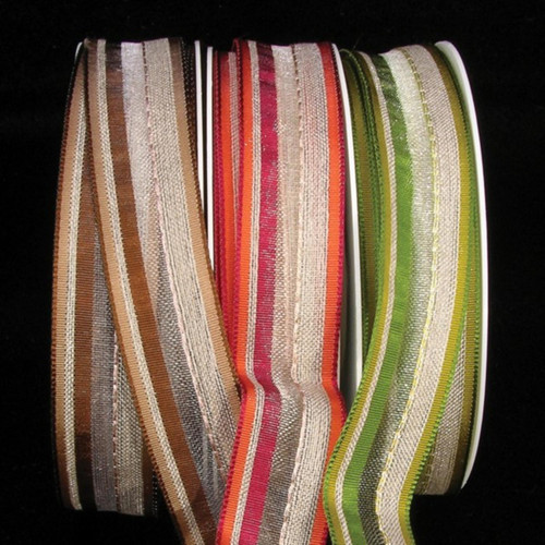 Green & White Linen Color Combo Wired Craft Ribbon 1" x 27 Yards ...