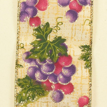 Purple & Green Grapes Theme Wired Craft Ribbon 2.5" x 40 Yards ...