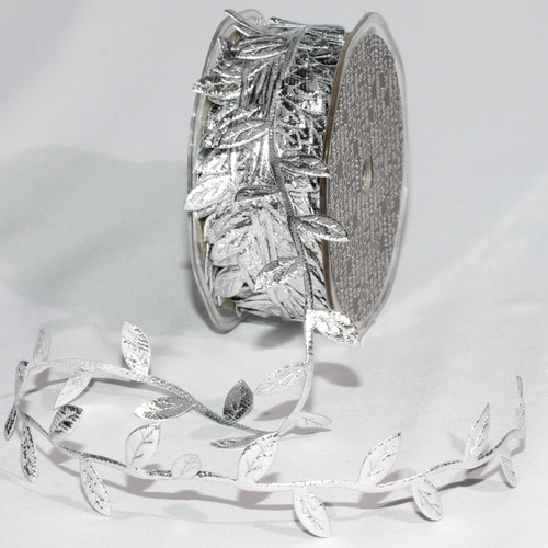Fine Lustrous Silver Leaf Garland 1" x 33 Yards | Christmas Central