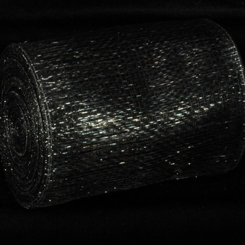 Black & Silver Wired Sinamay Abaca Fiber Ribbon 5" x 32 Yards ...