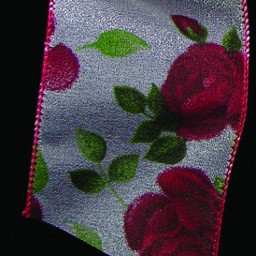 Sheer White & Red Beautiful Roses Wired Craft Ribbon 2.5" x 20 Yards ...