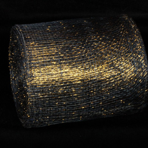 Navy Blue & Gold Wired Sinamay Abaca Fiber Ribbon 5" x 32 Yards ...