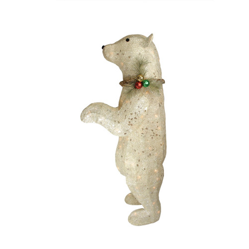 41" Lighted Sparkling Sisal Standing Polar Bear Christmas Yard Art ...