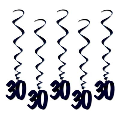 Pack of 30 Number "30" Black Hanging Birthday Party Decoration Whirls ...