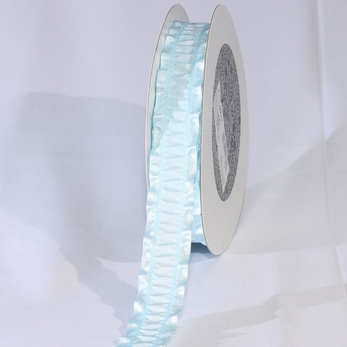 Baby Blue Woven Edge Ruffles Craft Ribbon 1" x 60 Yards | Christmas Central